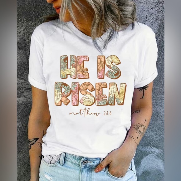 Tops | Nwt He Is Risen White Tee | Poshmark